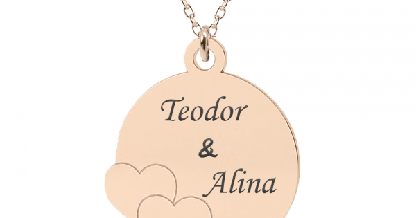 Beth - Colier personalizat banut cu inimioare si nume argint 925 placat ...