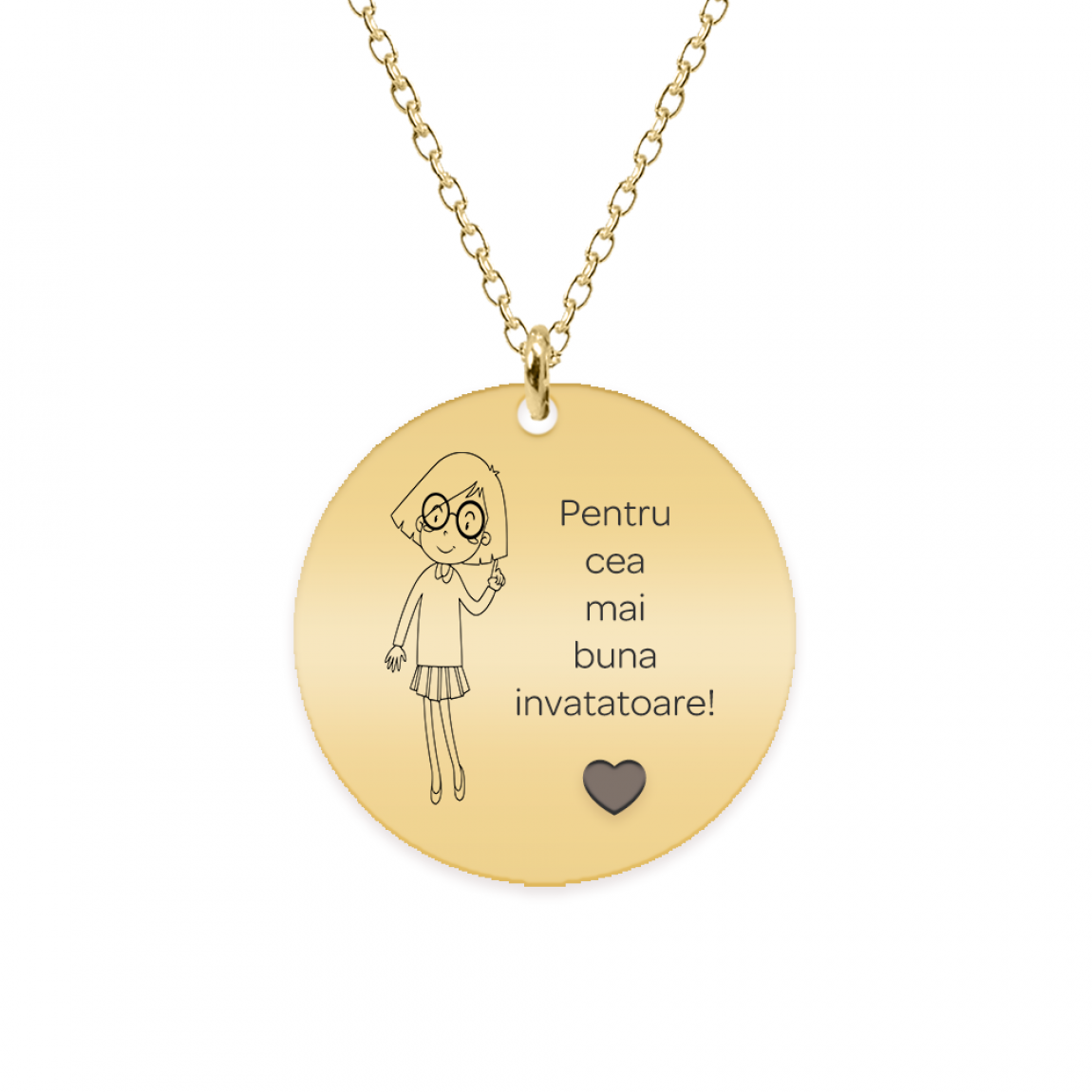 Charlotte - Colier personalizat invatatare din argint 925 placat cu aur ...