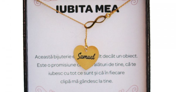 Pentru Iubita - Colier Personalizat Infinity Love cu Inimioara si ...