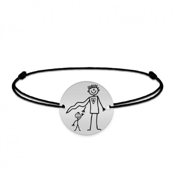 Hero - Bratara personalizata cu banut si snur pentru tata din argint ...