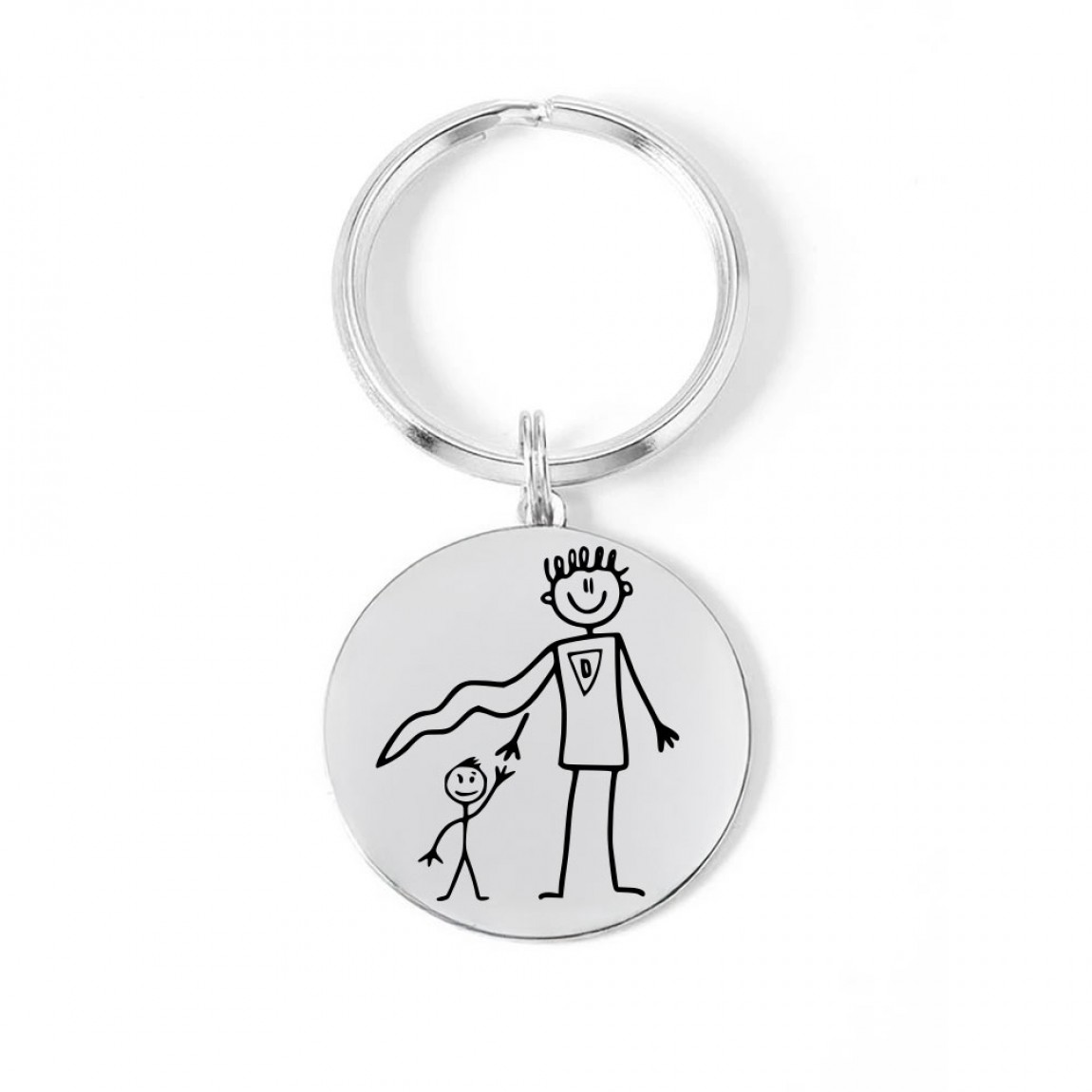 Hero - Breloc personalizat pentru tata cu banut din argint 925 si inel ...