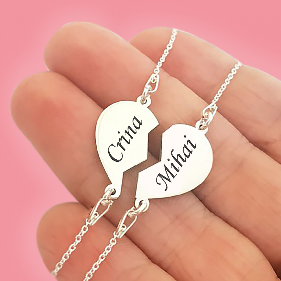 You and Me - Set bratari personalizate inimioara cu nume pentru cuplu ...