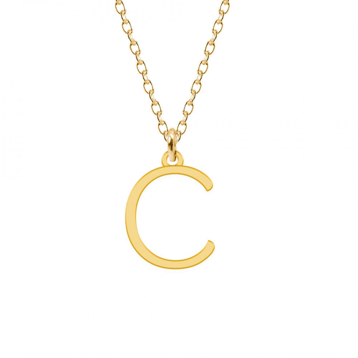 Caracter- Colier din argint placat cu aur gablen personalizat cu litera