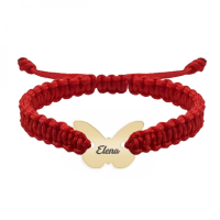 Zulema - Bratara personalizata snur impletit fluturas si nume gravat ...
